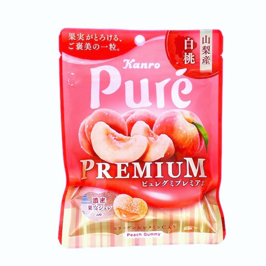 甘露Kanro Pure 頂級款果汁軟糖 山梨産白桃 54g